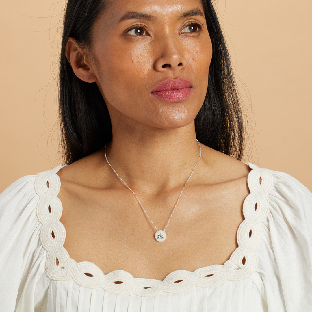 NEW BEAUTY IN ADVERSITY LOTUS MANTRA NECKLACE – ARTICLE22